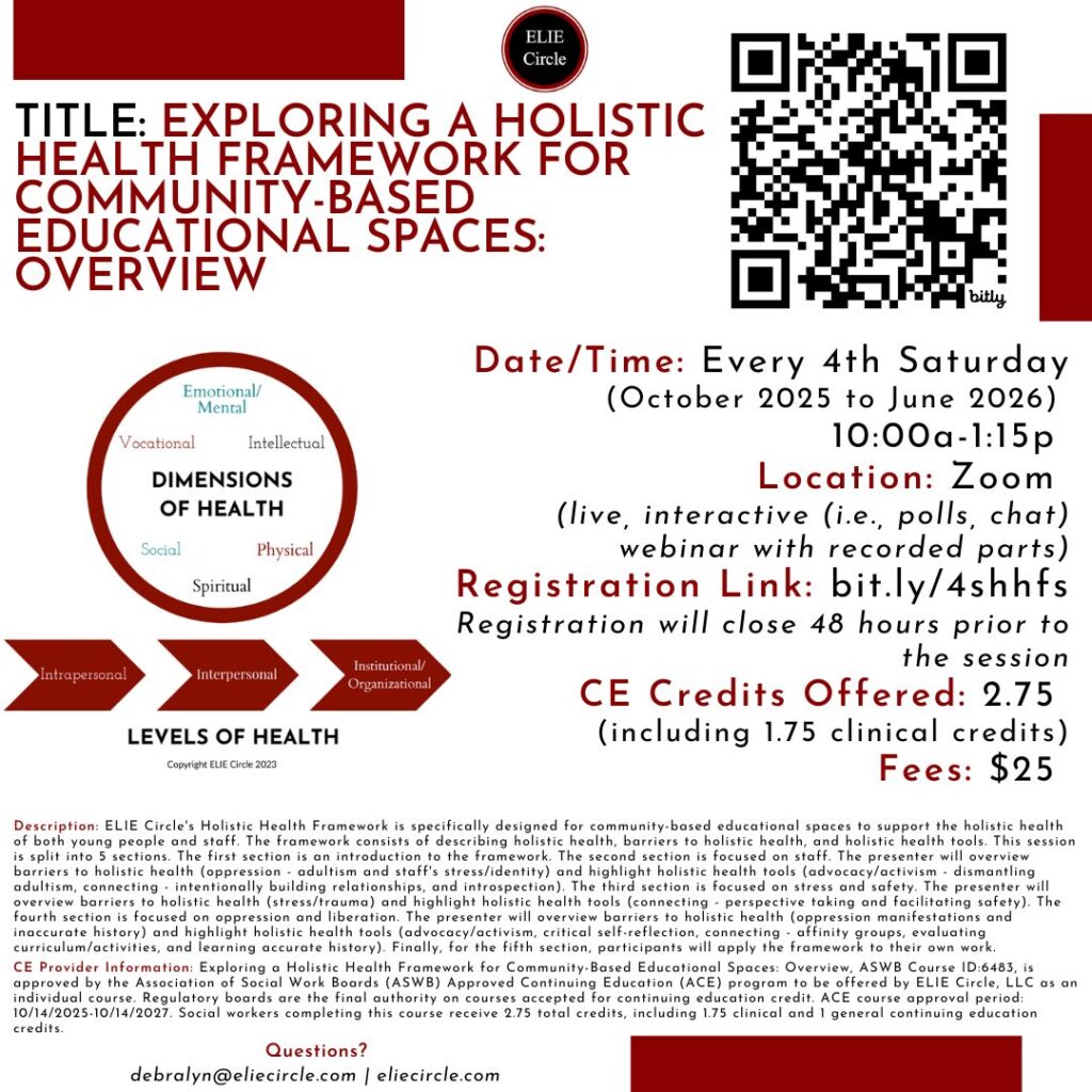 Exploring a Holistic Health Framework for Community-Based Educational Spaces: Overview – Remake ...